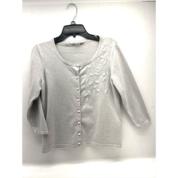 Peter Nygard | Sweaters | Peter Nygard Women M Cardigan Gray With ...